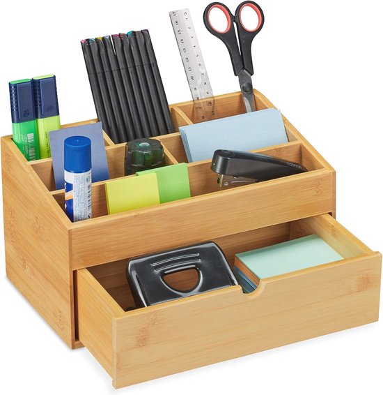 Bureau Organizer met 6 Lades van Bamboe - Desk Organizer voor een ...