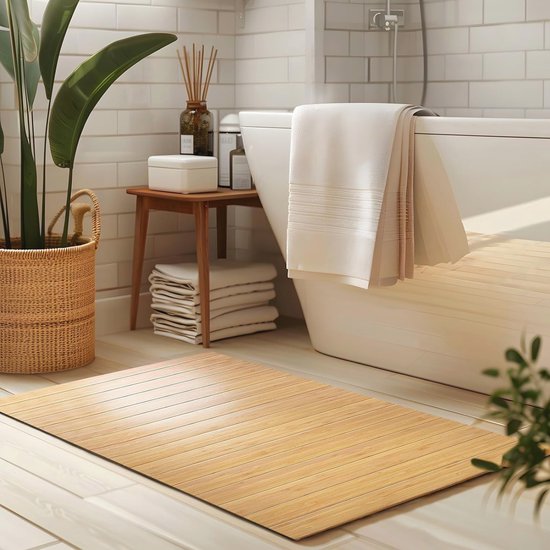 Bamboe Badkamermat - Antislip, Wasbaar, Douchemat 60 x 90 cm | bol