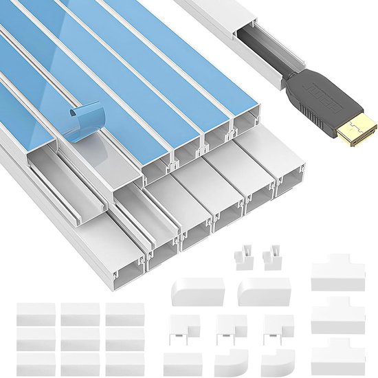 Kabelgoot Set van 12 - Zelfklevend en Mini - 40 cm voor Kabelbeheer ...