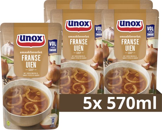 Unox Smaakfavoriet Soep In Zak - Franse Uiensoep - 5 x 570 ml - Voordeelverpakking | bol