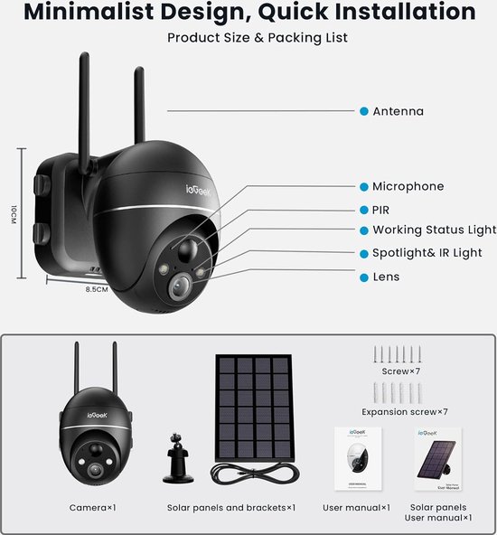 ieGeek 5MP Beveiligingscamera's Draadloos Buiten, Zonne-energie Buiten... | bol