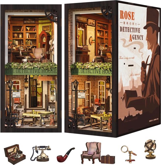 Doe-het-zelf Miniatuur Huis Kit - Mysterieboek Hoek met LED Verlichting ...