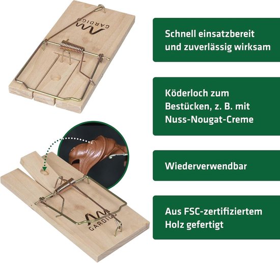 Rattenval Houten Set van 3 - Herbruikbare Effectieve Val voor Huis en ...