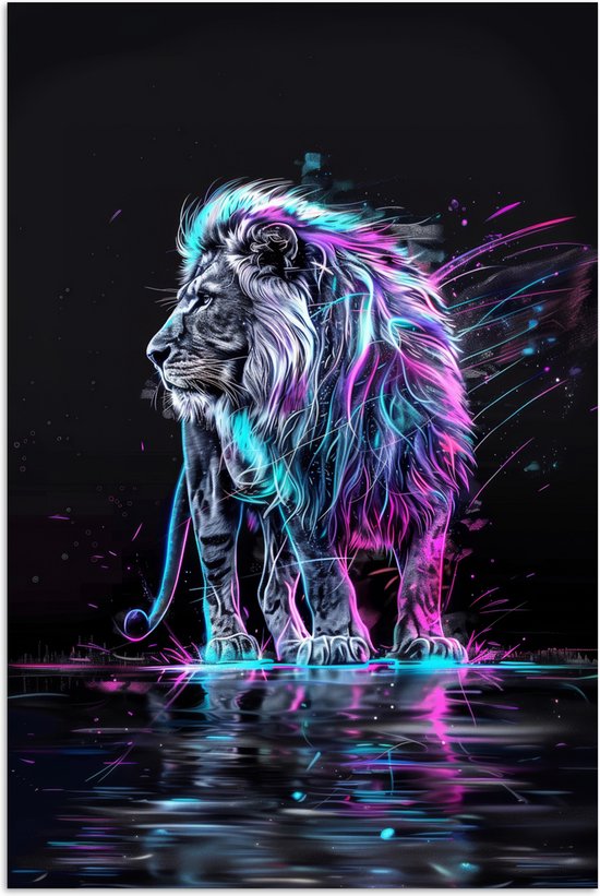Poster 40x60 cm - Leeuw - Kleuren - Zwart - Dieren - Posters ...