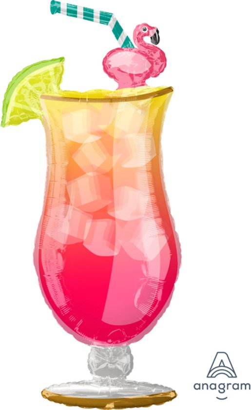 Riethmuller - Folieballon flamingo tropical cocktail - 104 x 50 cm | bol