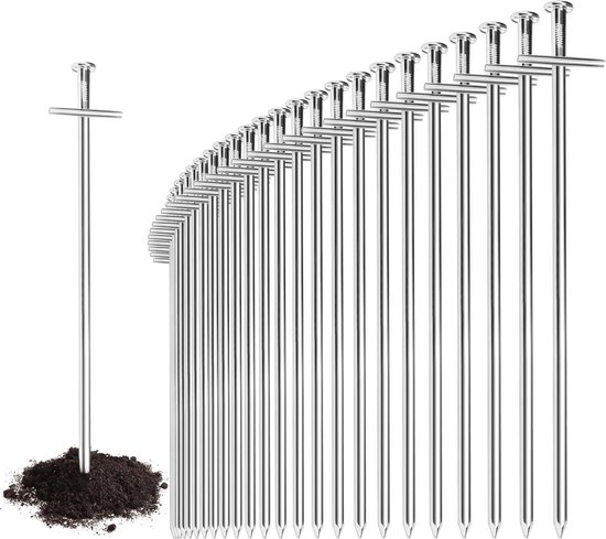 30 x Long and Robust Ground Pegs for Camping and Outdoor - Ideal for ...