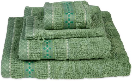 Pip Studio Jasmin Jacquard Washandje - 16x22 cm - Set van 3 - Groen | bol