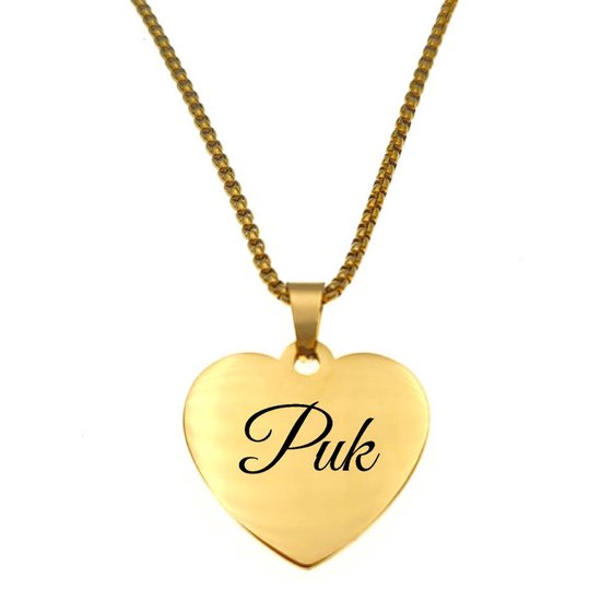 Ketting - Hart - Met Naam - Puk - Goud | bol