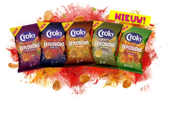 Croky Explosions Salt & pepper Ribble chips Box 9 x 150 grams - grote ...