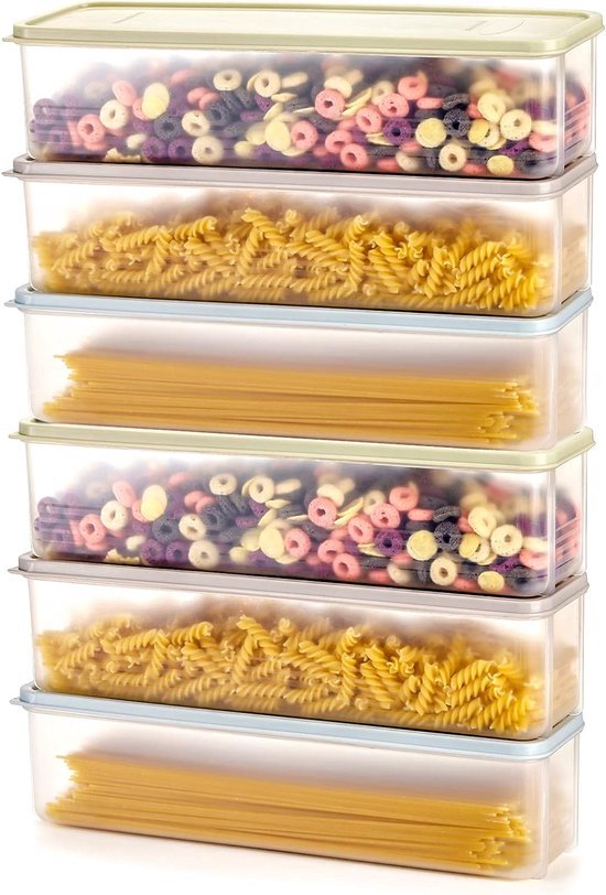 Set van 6 plastic pastacontainers, grote spaghettibus met deksel ...