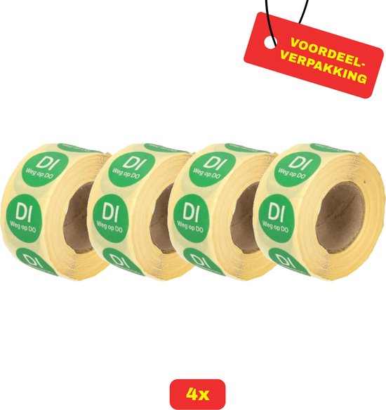 4 X HACCP datumstickers met Di weg op Do - 4 x 500 stickers ...