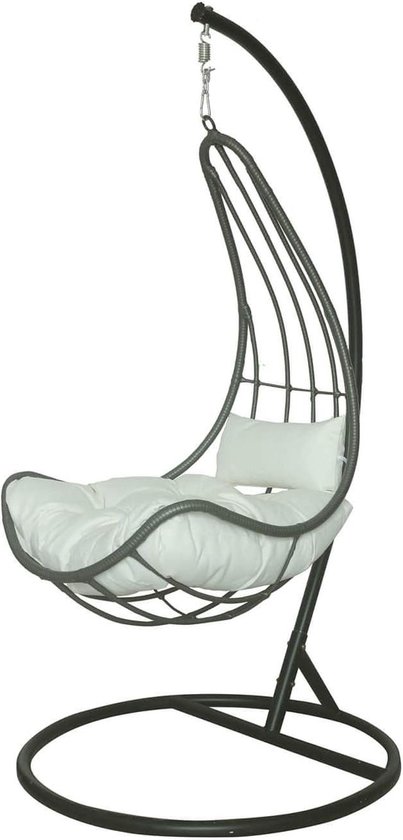 Hangstoel cocoon Polyrotan hangstoel met frame zit- en rugkussen ...