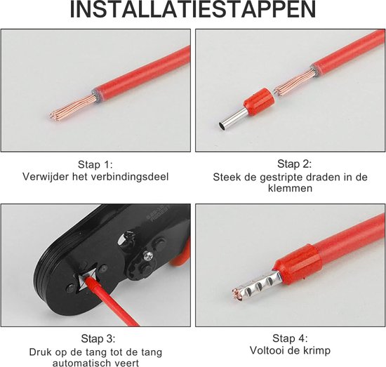 Krimptang Set Met 1200 Adereindhulzen – 8 Soorten (0,5-10 mm²) Premium ...