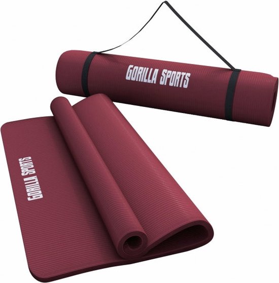 Gorilla Sports Yogamat Deluxe - Robijn - 190 x 100 x 1,5 cm- Yoga Mat | bol