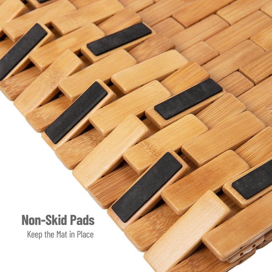 Luxe oprolbare antislip douchemat - milieuvriendelijk bamboe bruin | bol