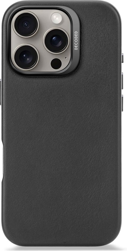 Decoded Leren Hoesje iPhone 16 Pro - MagSafe - Valbescherming - Zwart | bol