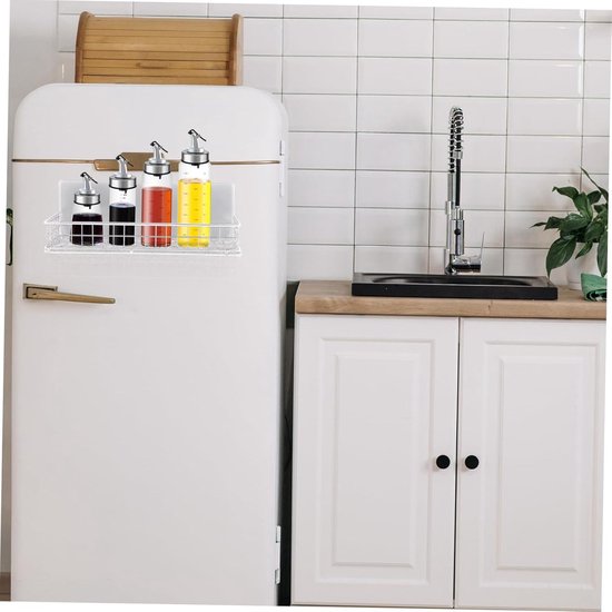 Opbergrek magnetisch - kruidenrek voor koelkast en wand - wit plastic ...