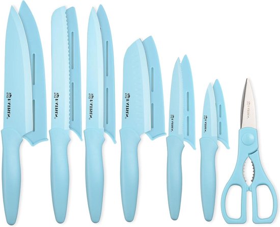 7-delig regenboogkleuren messenset - Duits staal - kunststof handgrepen ...