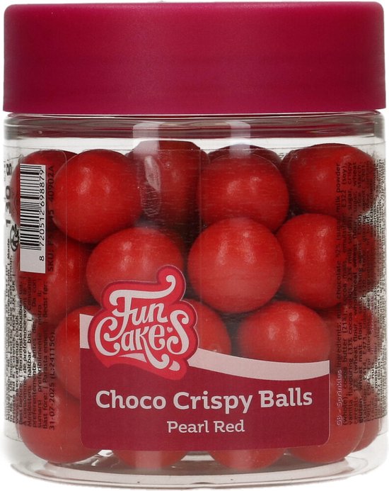 FunCakes Choco Crispy Balls - Parelmoer Rood - 130g - Taartdecoratie - Chocolade Decoratie | bol