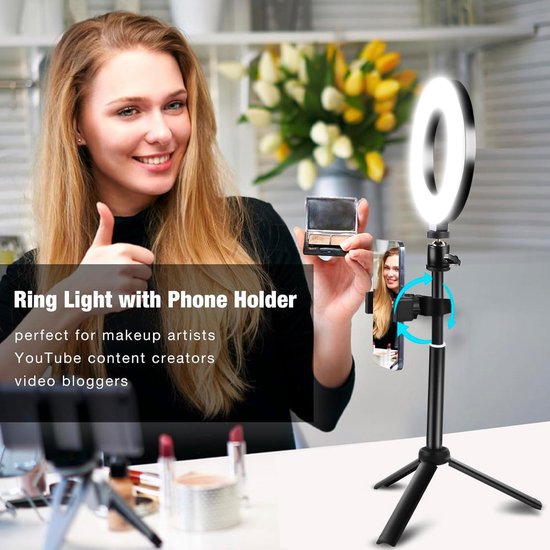 6 inch Ringlicht met statief voor Laptop videoconferenties - LED Ring ...