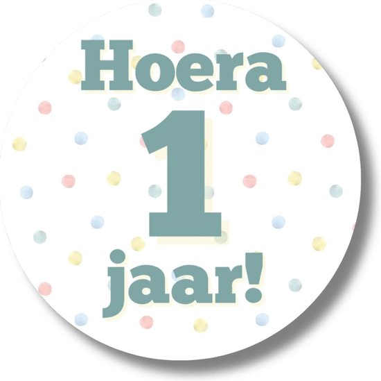 20 x Hoera 1 Jaar Stickers - Leuke Cadeaustickers & Traktatiestickers | bol