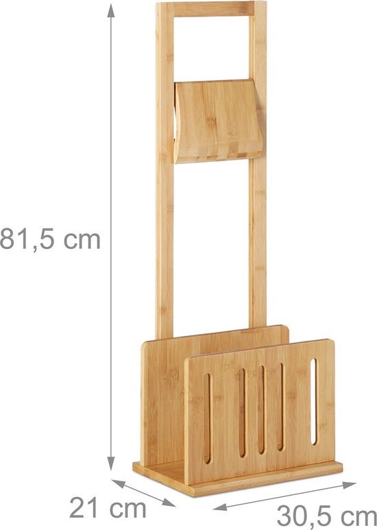 Toiletrolhouder met tijdschriftenrek - bamboe staand - voor badkamer en wc - HxBxD 815... | bol