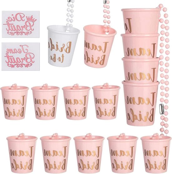 Team bruid borrelglaasjes - 15 stuks ketting shotglaasjes - Jga ...