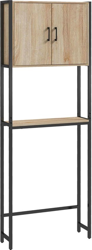 Wc-rek met kast voor badkamer, toilet, met kast, 2 deuren en open plank ...