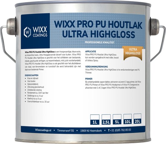 Wixx PRO PU Houtlak Ultra HighGloss - 10L - Grachtengroen | Q0.05.10 | bol