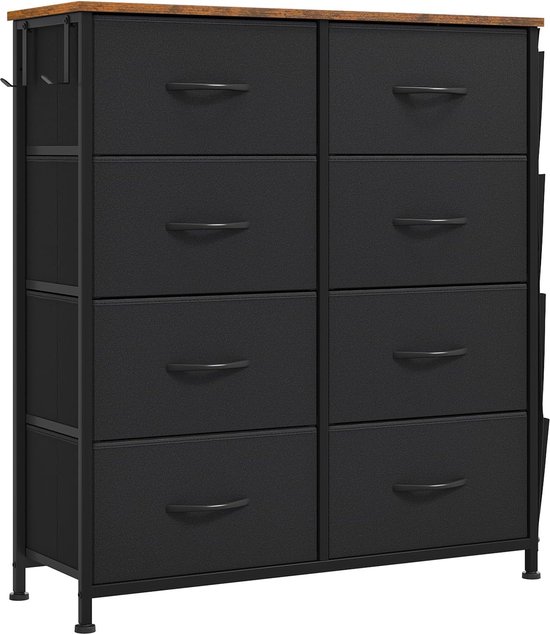 Commode, 8 stoffen laden met handgrepen, opbergkast met haken, ladekast ...