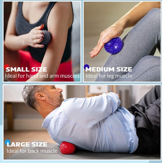 Set van 10 massageballen met spikes voor zelfmassage van voeten- benen ...