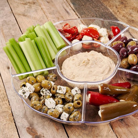 Premium Plastic 6-Sectie Ronde Compartiment Platter Trays - Set van 5 | bol