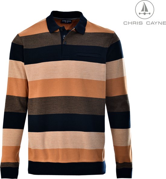 Chris Cayne polo sweater streep lange mouw – maat M – 34F452 - heren ...