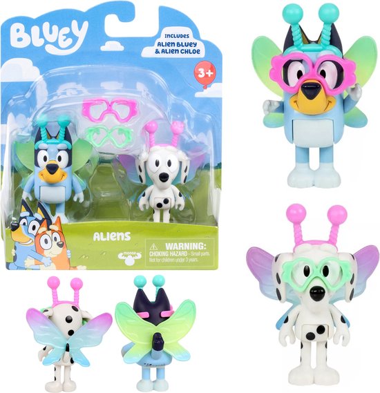 sarcia.eu Bluey Alien Figuren Set - Bluey & Chloe speelgoed - 3+ jaar | bol
