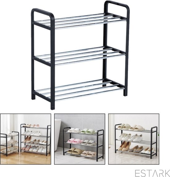 ESTARK® Schoenenrek - Praktische Schoenenkast - XXL - Zwart kunststof ...