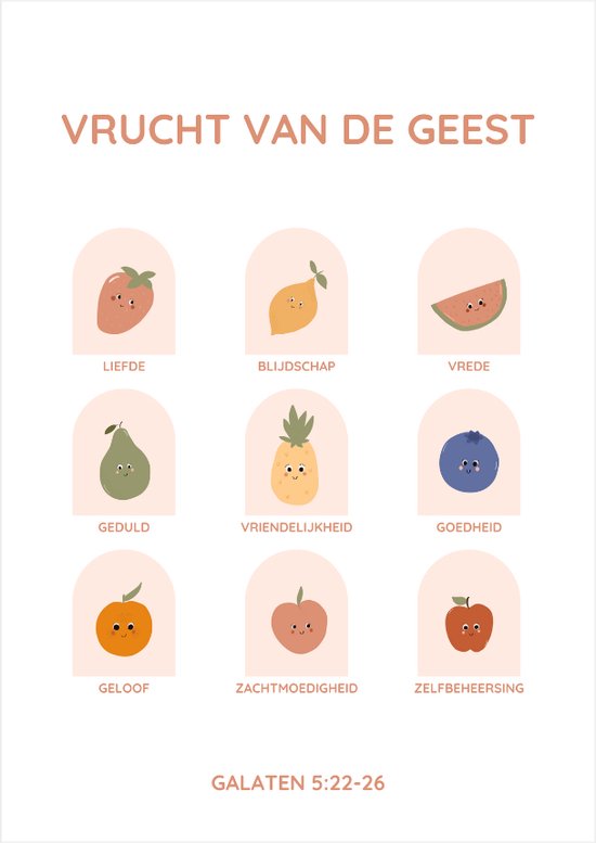 Vrucht van de Geest A4 poster | Kinderposter | Christelijke poster ...