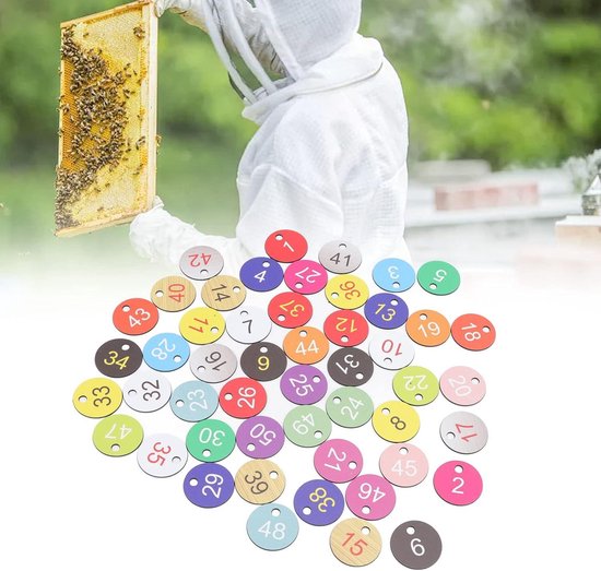 Round Plastic Number Tags Beehive Marker - Pack of 50, Portable ABS ...