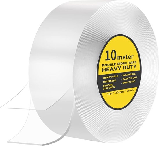 Dubbelzijdige Tape 10 Meter Transparant Extra Sterk voor Thuis Keuken Auto en... | bol