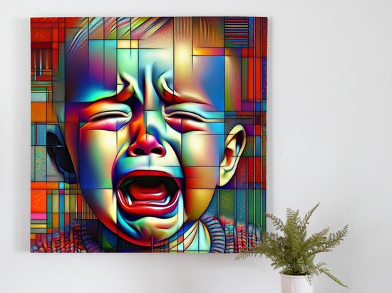 Modern huilend kind schilderij | Tranen van vernieuwing: hedendaagse ...