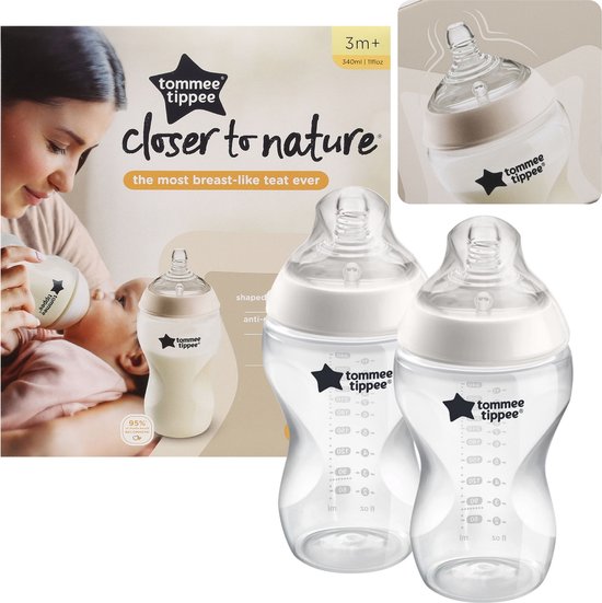 TOMMEE TIPPEE Closer To Nature Antikoliek Babyfles 3m+, 2x340ml | bol