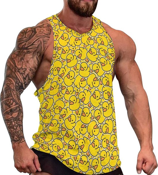 Tank top heren Eendjes - Hemd met eenden print - Mouwloos - Fitness ...