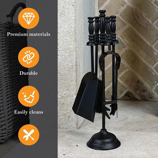 Haardset Fireside Companion Tool Set Zwart - Belvoir | bol
