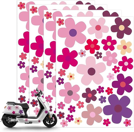 Calkrer 4 stuks stickers bloemen, 140 bloemen zomer violet fiets ...