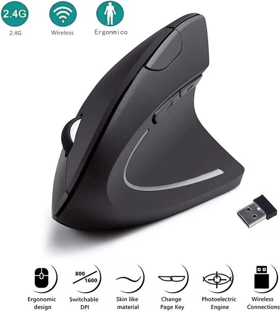 Verticale Muis Ergonomische 2.4Ghz Draadloze Optische Muizen 3 ...