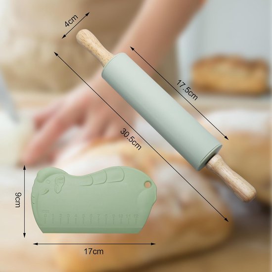 Luvetrex ® Bakrol van Siliconen met Houten Handvat voor Veelzijdig ...