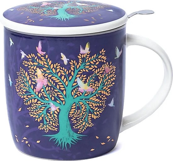 Theemok set Lovebirds levensboom met filter en deksel. | bol