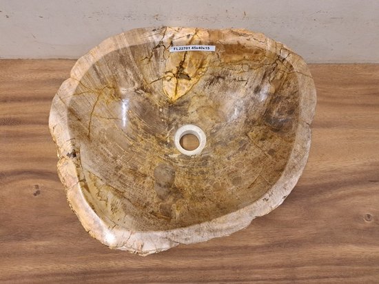 Waskom van versteend hout - 45x40x15cm - FL22701 | bol