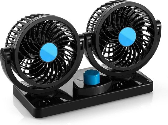 360° Rotatable Dual Blade 12 Volt DC Fan with 6FT Cord & 3M Stickers ...