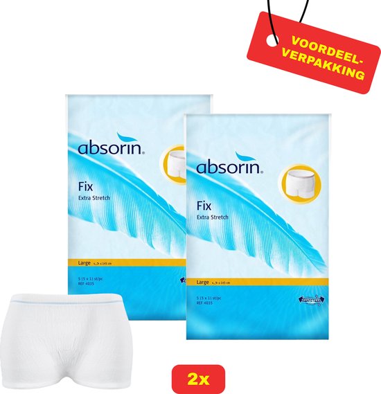 2x Absorin Fix Extra Stretch Maat L - 2x 5 stuks - Voordeelverpakking ...