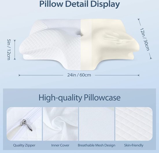 Cervicale kussen Memory Foam Kussens - Contour Memory Foam Kussen, Orthopedisch Nek... | bol